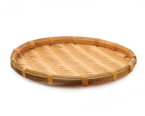Set of 3 Vietnam Traditional Handmade Round Rattan Wicker Serving Basket Tray
