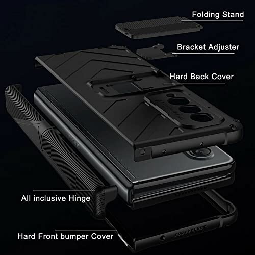 EAXER for Samsung Galaxy Z Fold 3 5G Case, Magnetic Hinge Protection Adjustment Kickstand Stand Shockproof Phone Case Cover (Silver)