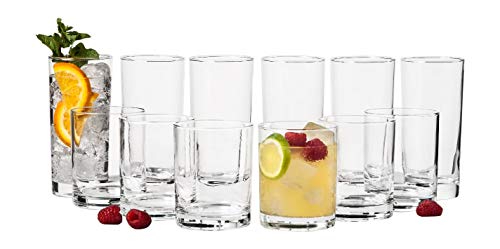 Le'raze Collins Glasses Elegant Acrylic Drinking Glasses [Set of 16] Attractive Clear Plastic Tumblers - Unbreakable Drinkware Set Ideal for Indoor and Outdoor - Kid Friendly