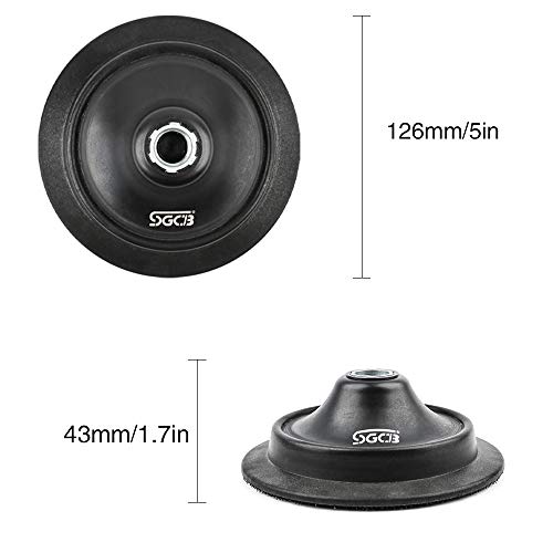 SGCB 5β RO Rotary Flexible Backing Plate, Hoop-and-Loop Face 5/8β Thread PU Soft Backing Pad Used On Rotary Polisher Sander for Sanding Polishing Buffing Finishing