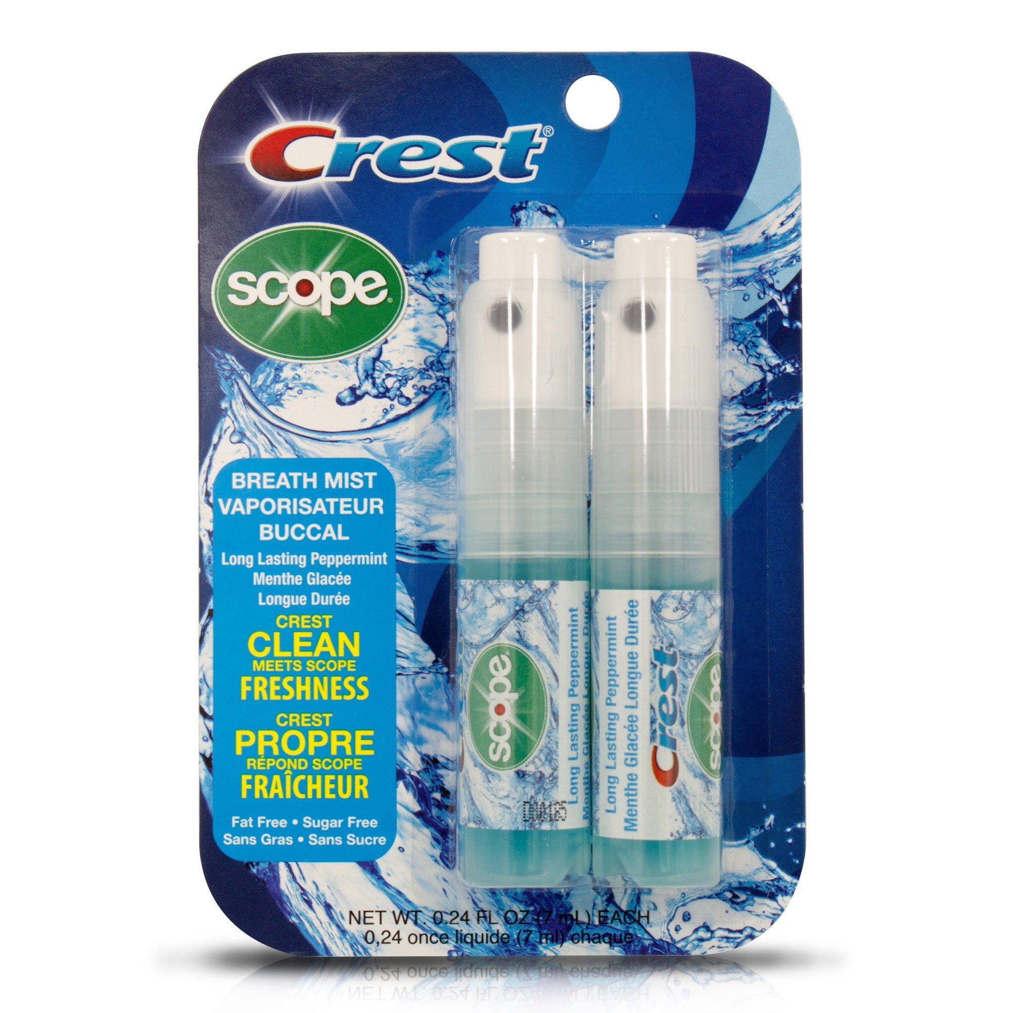 Crest Breath Mist With Scope Long Lasting Peppermint 2 7Ml Bottles