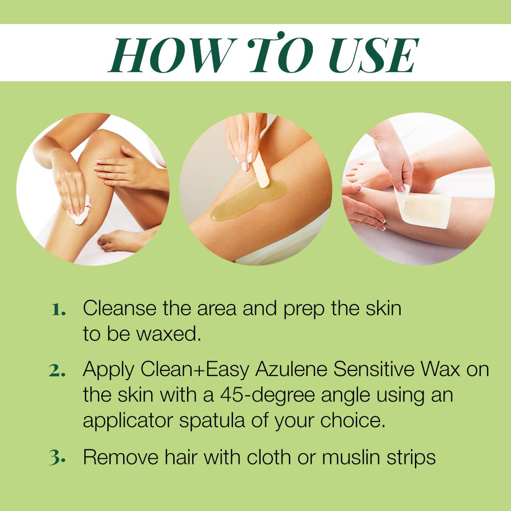 Clean + Easy Hair Removal Soft Wax With Azulene To Reduce Redness And Irritation- Ideal For Sensitive Skin, 14 oz
