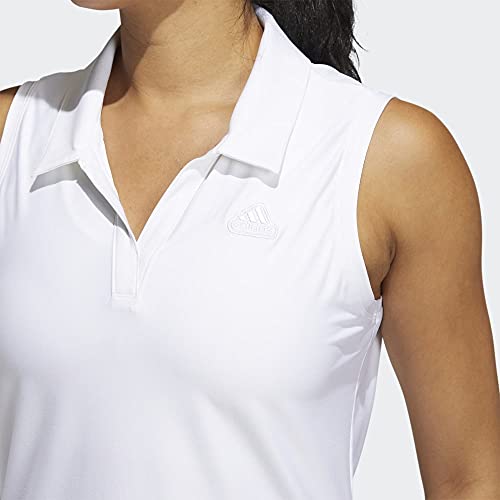 Adidas Golf Women's Go-to Sleeveless Primegreen Polo Shirt, White, Small