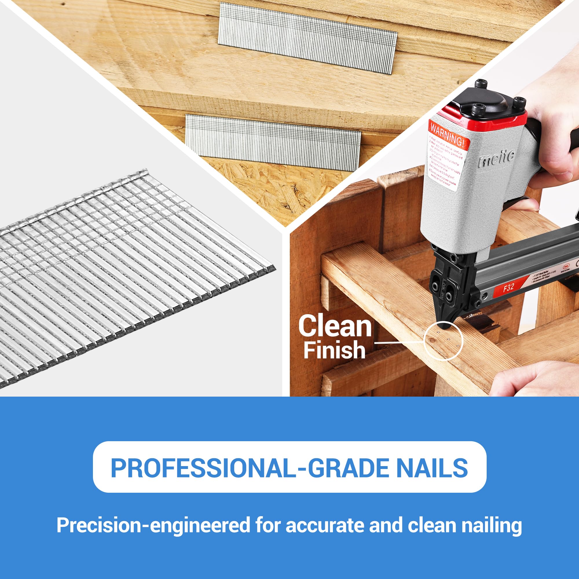 meite 18 Gauge Brad Nails, 1 Inch 18GA Brad Nails Galvanized Small Finishing Nail Gun Nails for Pneumatic, Electric Brad Nailer Gun (1,000 Counts)