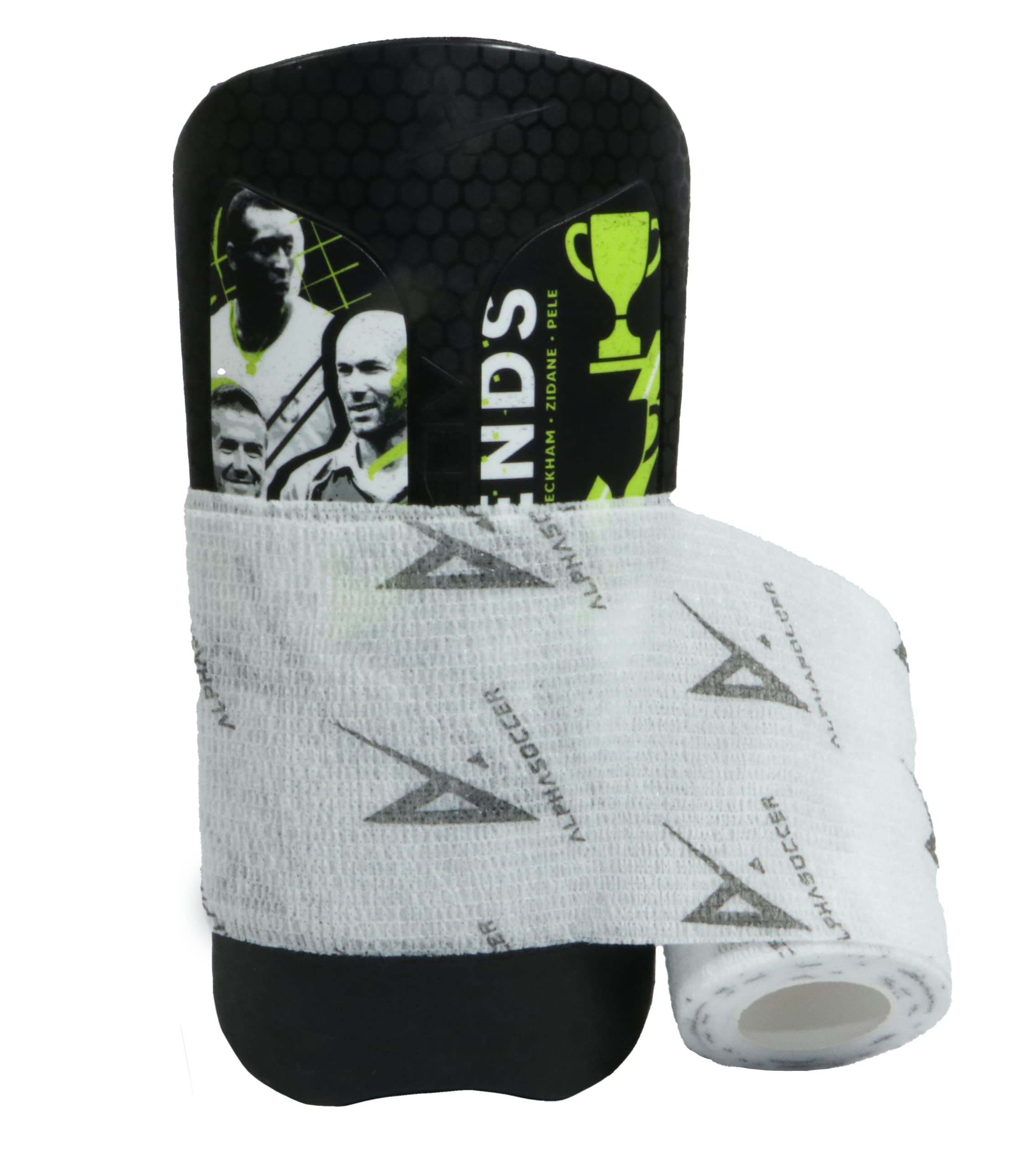 Alpha Soccer Youth Shin Guards - Soccer Protective Gear, Lightweight Shin Guard Set with Single Straps (S/M, Messi Stickers)
