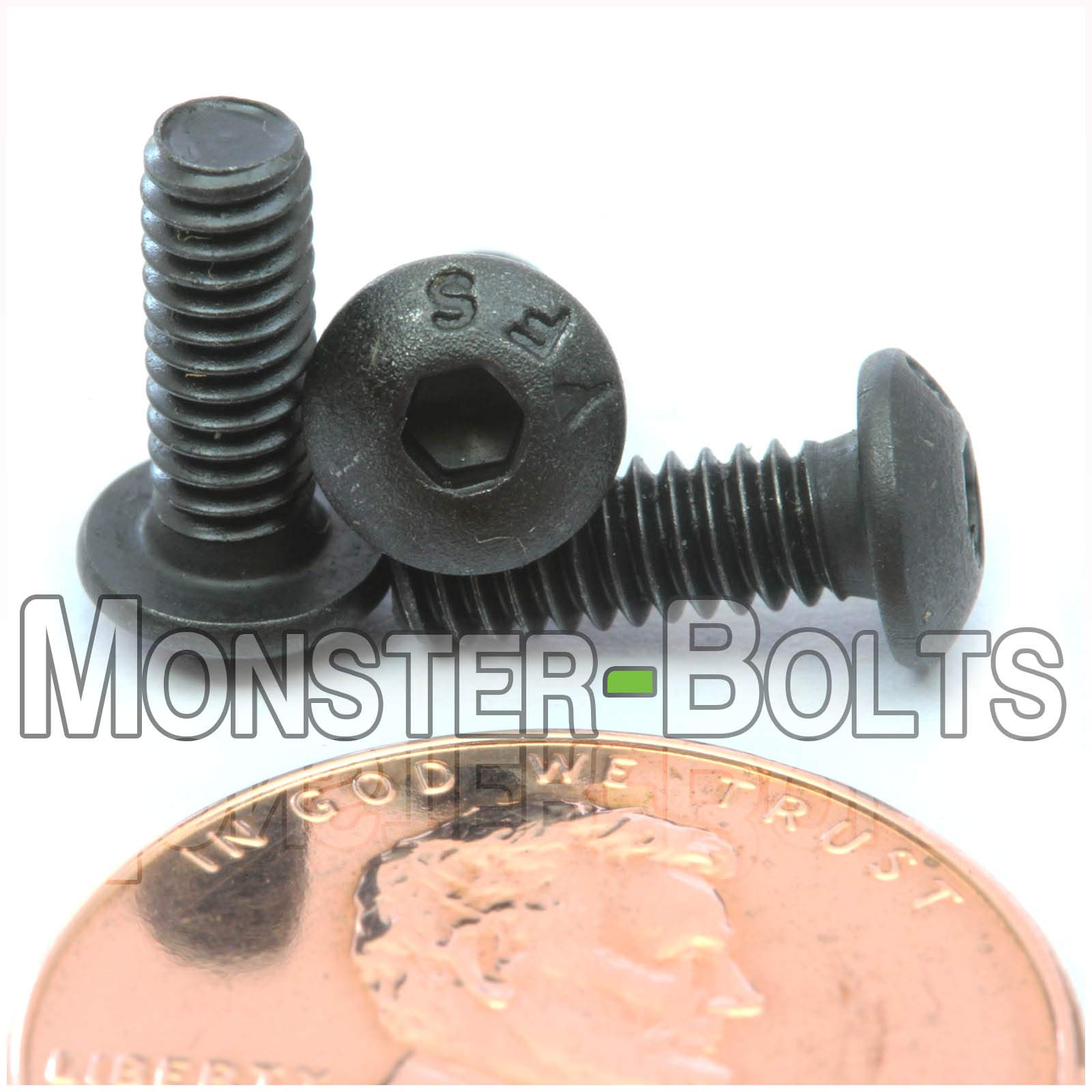 MonsterBolts - #5-40 x 3/8" Button Head Socket Cap Screws, ASME B18.3, Alloy Steel, Black Oxide, 10 Pack