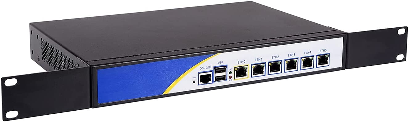 Partaker Firewall, OPNsense, VPN, Network Security Micro Appliance, Router PC, Intel Atom D525, 6 x Intel Gigabit LAN, COM, VGA, Fan, R3, 4G RAM, 64G SSD