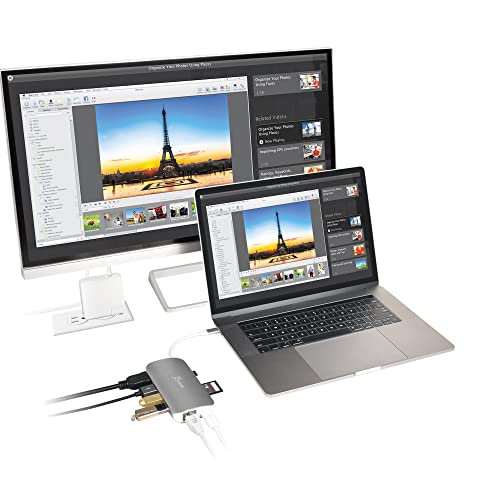 j5create USB-C 9-in-1 Multi Adapter Multi Adapter HDMI/Ethernet/USB 3.1, SD and MicroSD/PD 3.0 | 4K HDMI for MacBook | ChromeBook |USB-C Devices (JCD383)