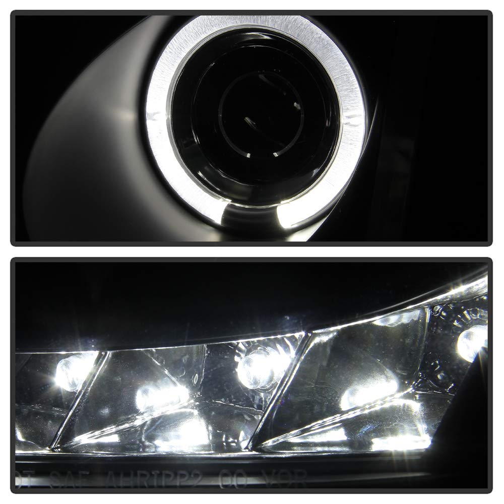ACANII - For 2003-2007 Honda Accord LED Dual Halo Black Housing Projector Headlights Headlamps, Driver & Passenger Side