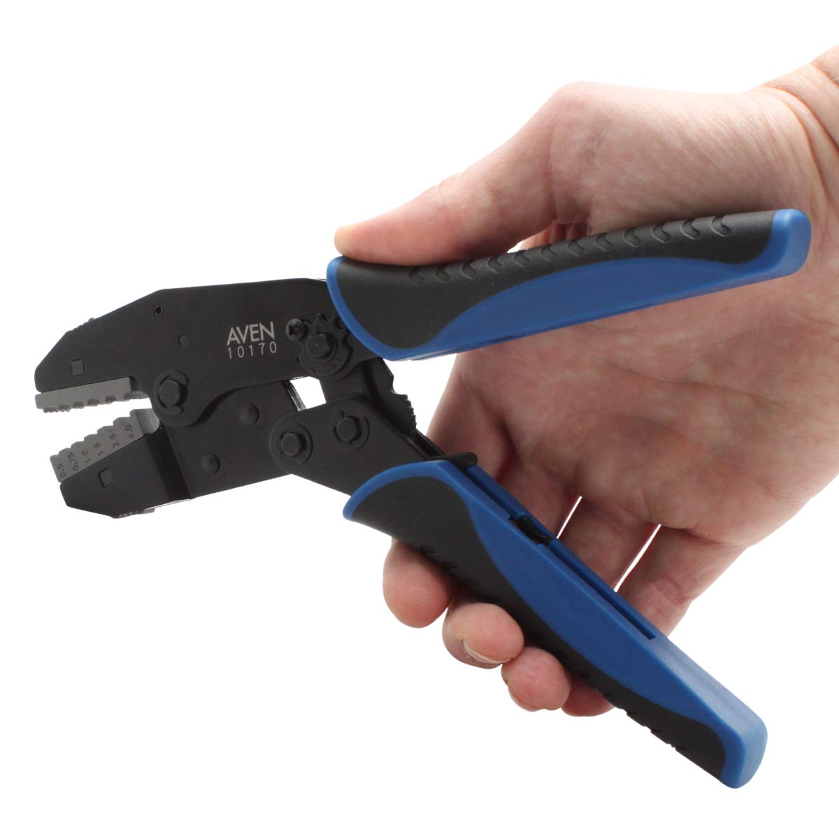 Crimping Tool Set 6 pc by Aven -Ratcheting Wire Crimper with Interchangeable Dies for Insulated and Non Insulated Terminals