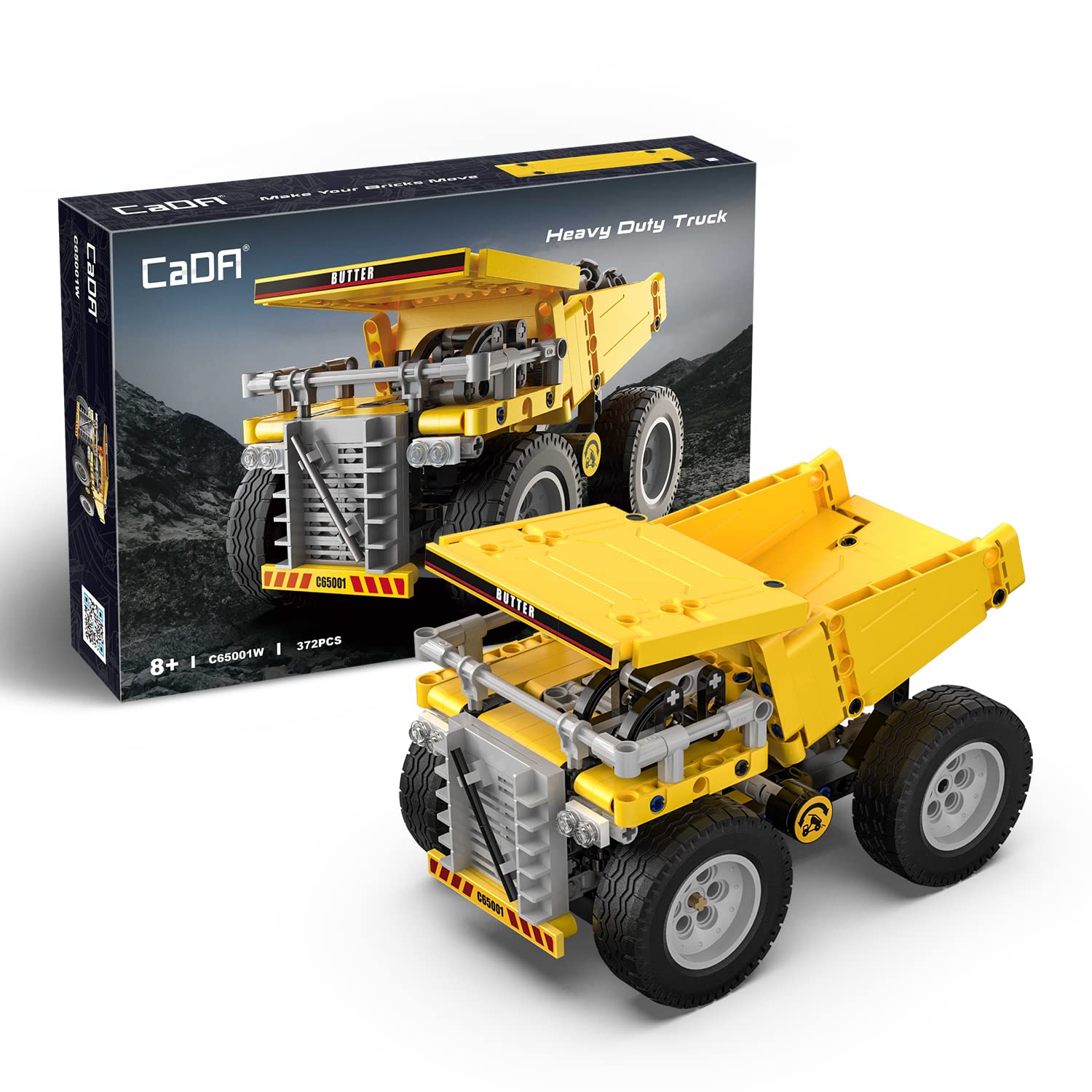 CaDA Construction Vehicle Building Toys - 372Pcs Mining Truck Building Bricks Kit for Age 8-12 Boys Kids Birthday Gifts, STEM Engineering Car Building Blocks Set Model