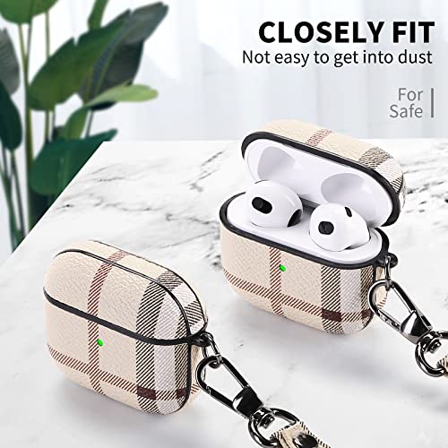 AirPods 3rd Generation Case , Leather AirPods 3rd Case for Apple AirPods 3rd,AirPods 3 Luxury case, with Wrist Strap and Keychain, for Apple AirPods 3rd Generation 2021,(Eco-Friendly Leather)