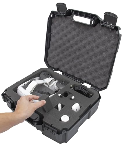 CASEMATIX Hard Shell Travel Case Compatible with Meta Quest 3S, Meta Quest 3 and 2 VR Headset - Fits 256GB, 128GB and 64GB Models with Custom Compartments for Accessories Like Controllers and Cables