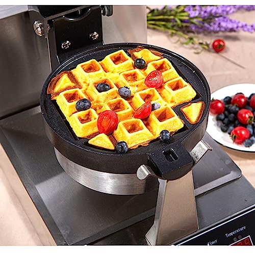 Electric Double-Head Rotating Waffle Maker, 7In Round Waffle Machine, 2600W Commercial Non-Stick Breakfast Baker Machine, 50-300℃ Temperature Control, 5 Minutes Timing