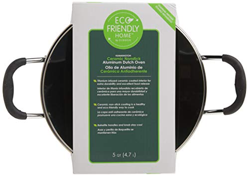 Gibson Home Eco-Friendly Hummington Forged Aluminum Non-Stick Ceramic Cookware with Soft Touch Bakelite Handle, 5-Quart Dutch Oven, Grey and Green