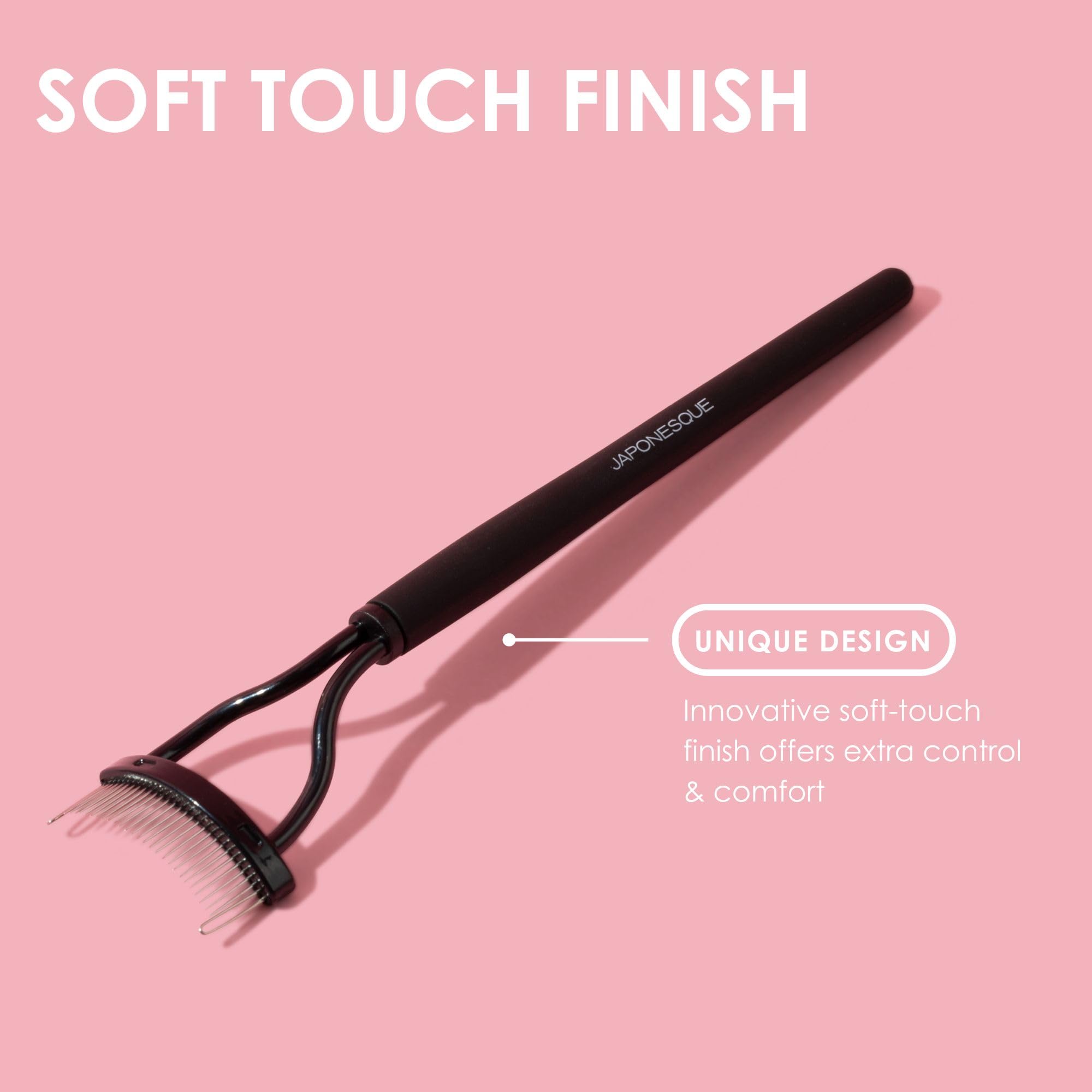 JAPONESQUE - Velvet Touch Lash Separator (0.43 x 5.79 x 1.18 inches) - Eyelash Comb Lash Separator Tool, Remove Mascara Clumps, Arc Lash Brush (Black)