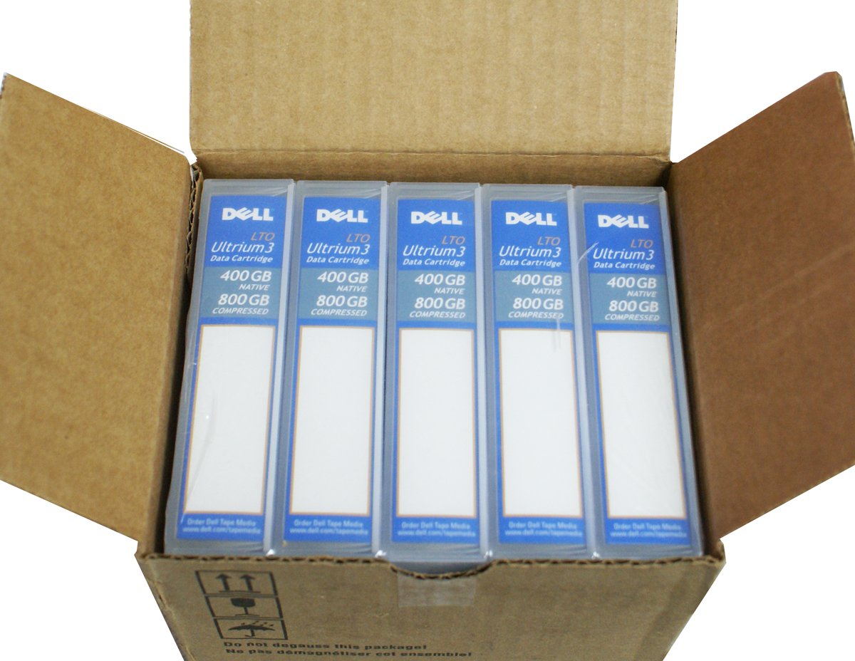 Genuine OEM 5-Pack Dell HC591 HC593 RC922 400 GB (Native) / 800GB (Compressed) LTO LOT-3 Ultrium3 Data Tape Cartridge Compatible Part Numbers: HC591, HC593, RC922
