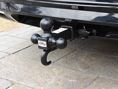 TOPTOW 64181 Trailer Receiver Hitch Tri Ball Mount with Hook Black Balls Fits for 2 inch Receiver
