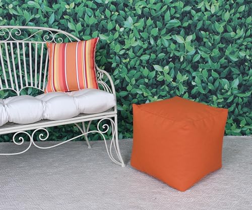 RULU Ottoman Outdoor/Indoor Sunbrella Bean Bag Pouf 19"x19"x18"H Spectrum Cayenne, Rust