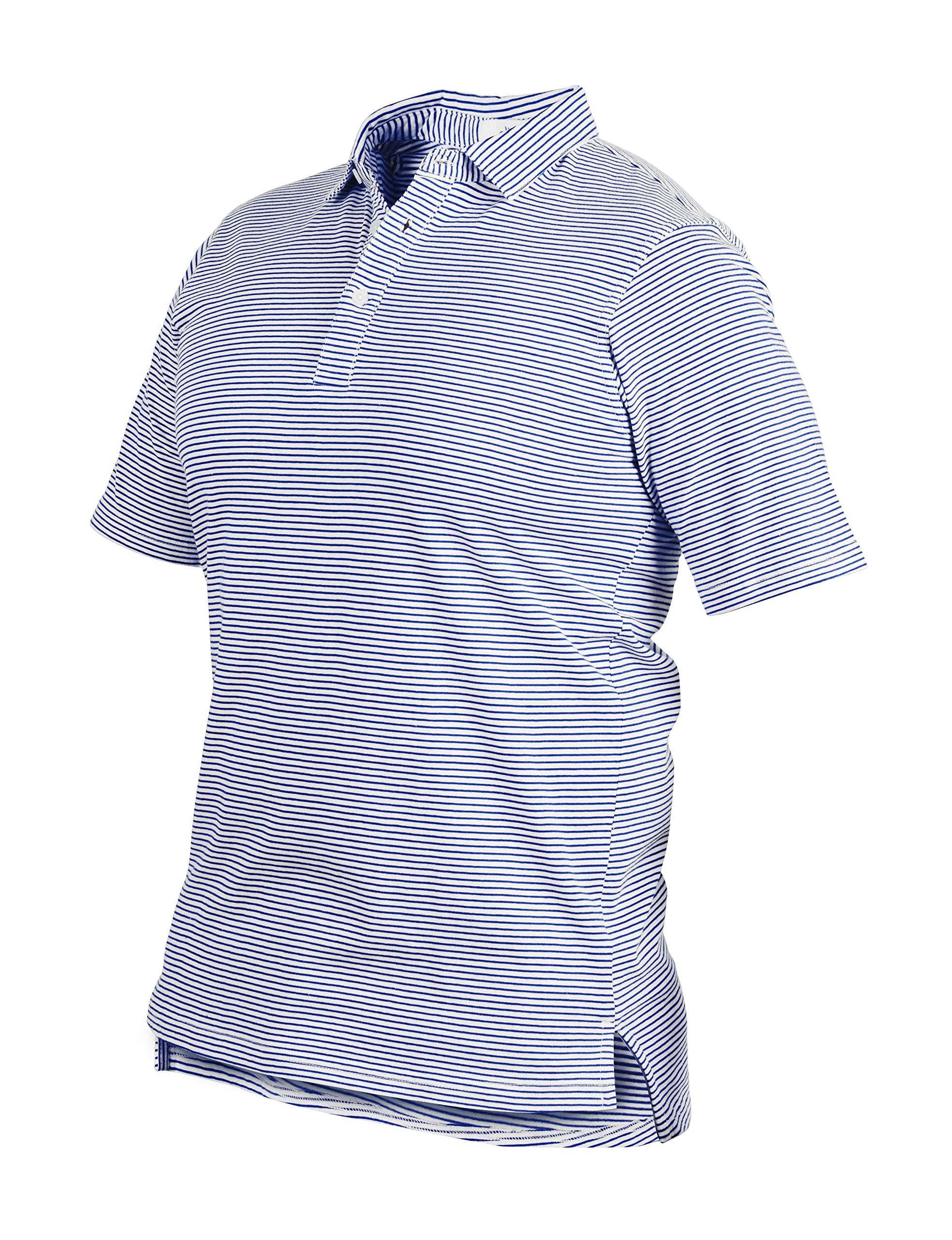 altum Men's Classic Fit Regular and Tall Size Short Sleeve Pima Cotton Striped Polo (Standard, Large, Navy Stripe)