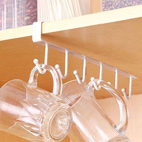 Gilroy Kitchen Bedroom Bathroom Wall Mount Hooks Rack, Rail Wall Hook Rack for Hanging Clothes Coat Hat Towels Mug White