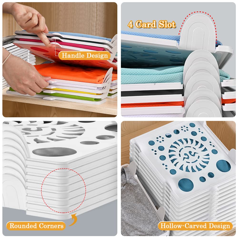 Accenter 10 Pack T Shirt Organizer Closet Organizer Durable Stackable Clothing Trays - Shirt Receipt Board Shirt Dividers File Organizer Clothes Organization System
