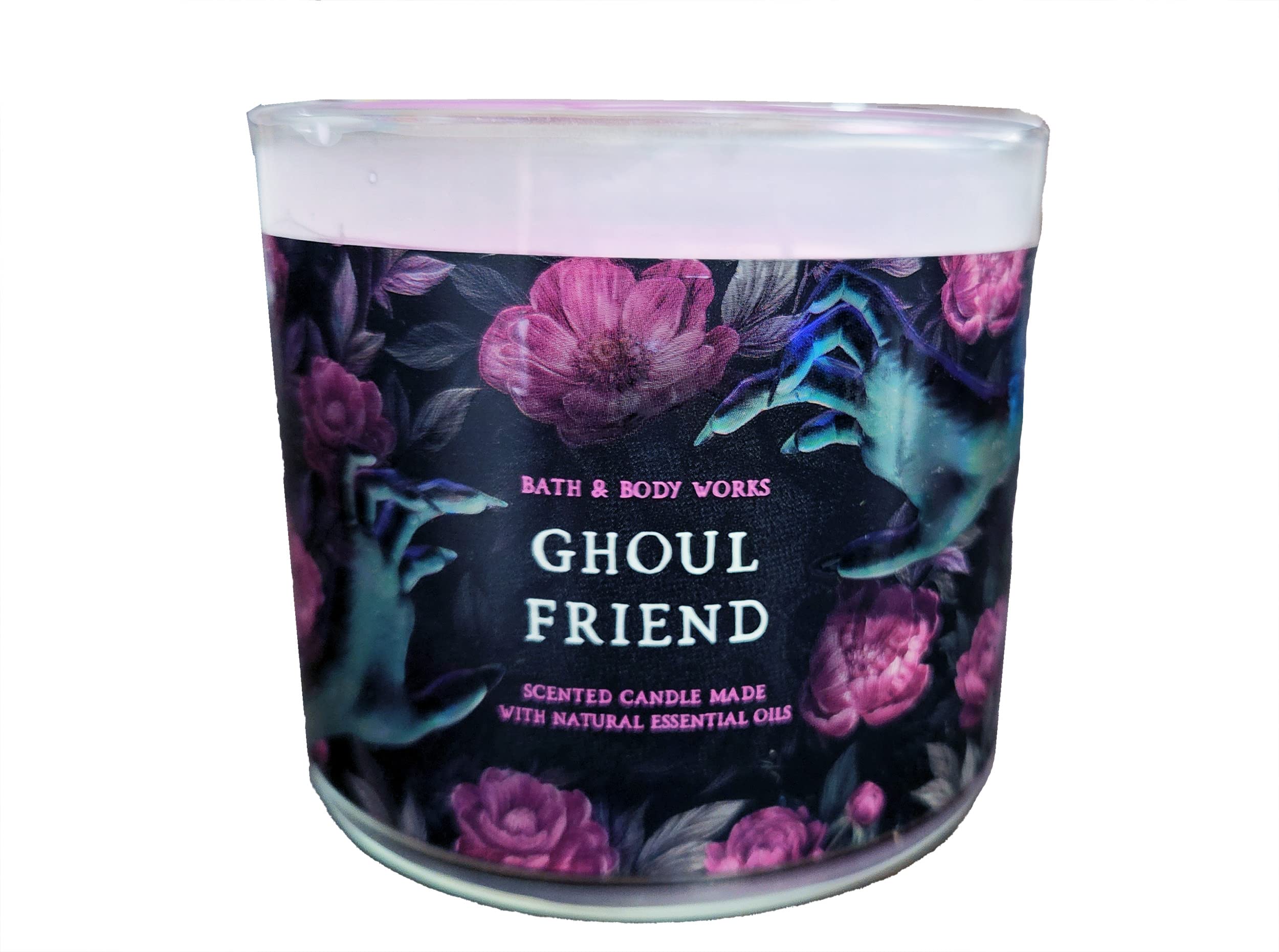 Bath & Body Works, White Barn 3-Wick Candle w/Essential Oils - 14.5 oz - 2021 Halloween! (Ghoul Friend)