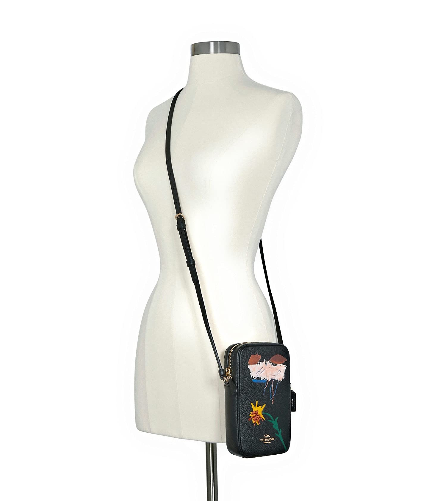 Coach Womens X Jean Michel Basquiat North/South Zip Crossbody Black Multi