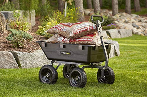 Gorilla Carts GOR6PS Poly Yard Dump Cart, Heavy-Duty Convertible 2-in-1 Handle, 1-(Pack), Black