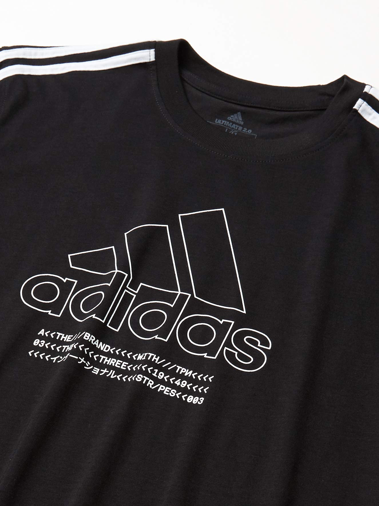 adidas Men's Badge of Sport Outline Stripe Tee Black Small