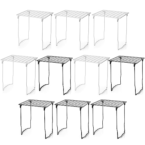 Maitys 10 Pack Locker Shelf Bulk 11.8" Tall Folding School Locker Organizer Shelf Set Metal Wire Organizer for School Office Locker Storage Accessories Fits Standard Size Lockers, Black and White