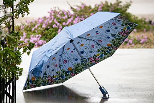 totes InBrella Reverse Closing Folding Umbrella β Inverted Closure Compact Umbrella β Portable, Windproof Rain-resistant Travel Umbrella with Recycled Canopy, Automatic Open and Close, Flower Garden