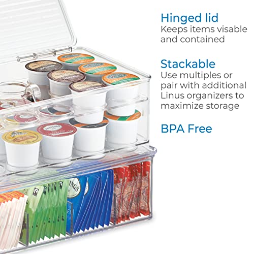 iDesign 2-Tier Coffee Pod Holder Lidded Bin, Plastic Pantry and Kitchen Storage, The Linus Collection β 7.25" x 10.75" x 4.25", Clear