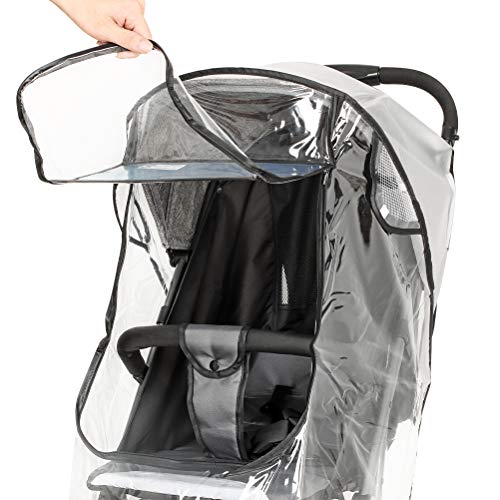 Emoly Upgraded Universal Stroller Rain Cover, Double Door Design & Large Storage Baby Stroller Weather Shield, WaterproofâStroller Cover, Food Grade EVA, Eye Protect (Black)