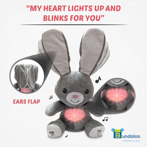Bundaloo Plush Peek-A-Boo Bunny Animated Singing Play Along Stuffed Animal for Kids - Plays Games and Sings Songs (Peek-A-Boo Bunny)