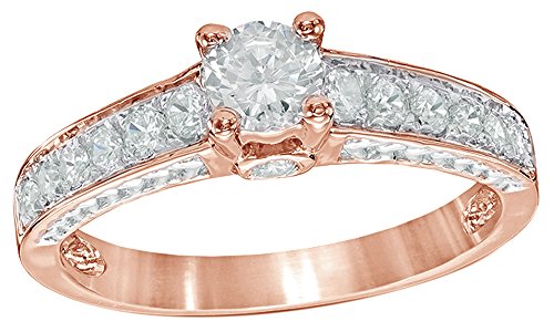 AFFY White Natural Diamond Engagement Wedding Ring in 10K Solid Gold