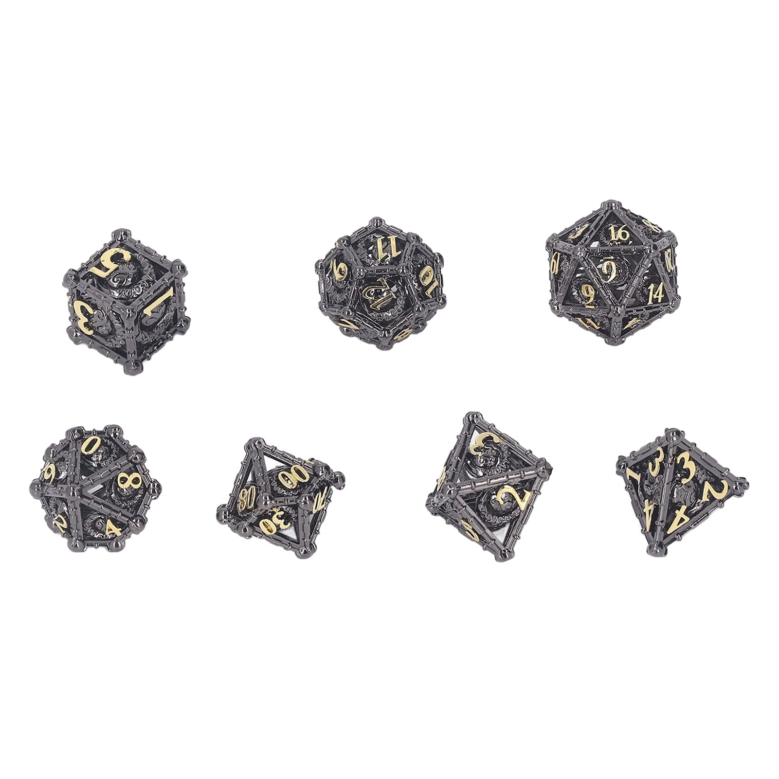 7pcs Polyhedral Dice Set,Durable Brass Metal Dice Set for Board Games Role Play