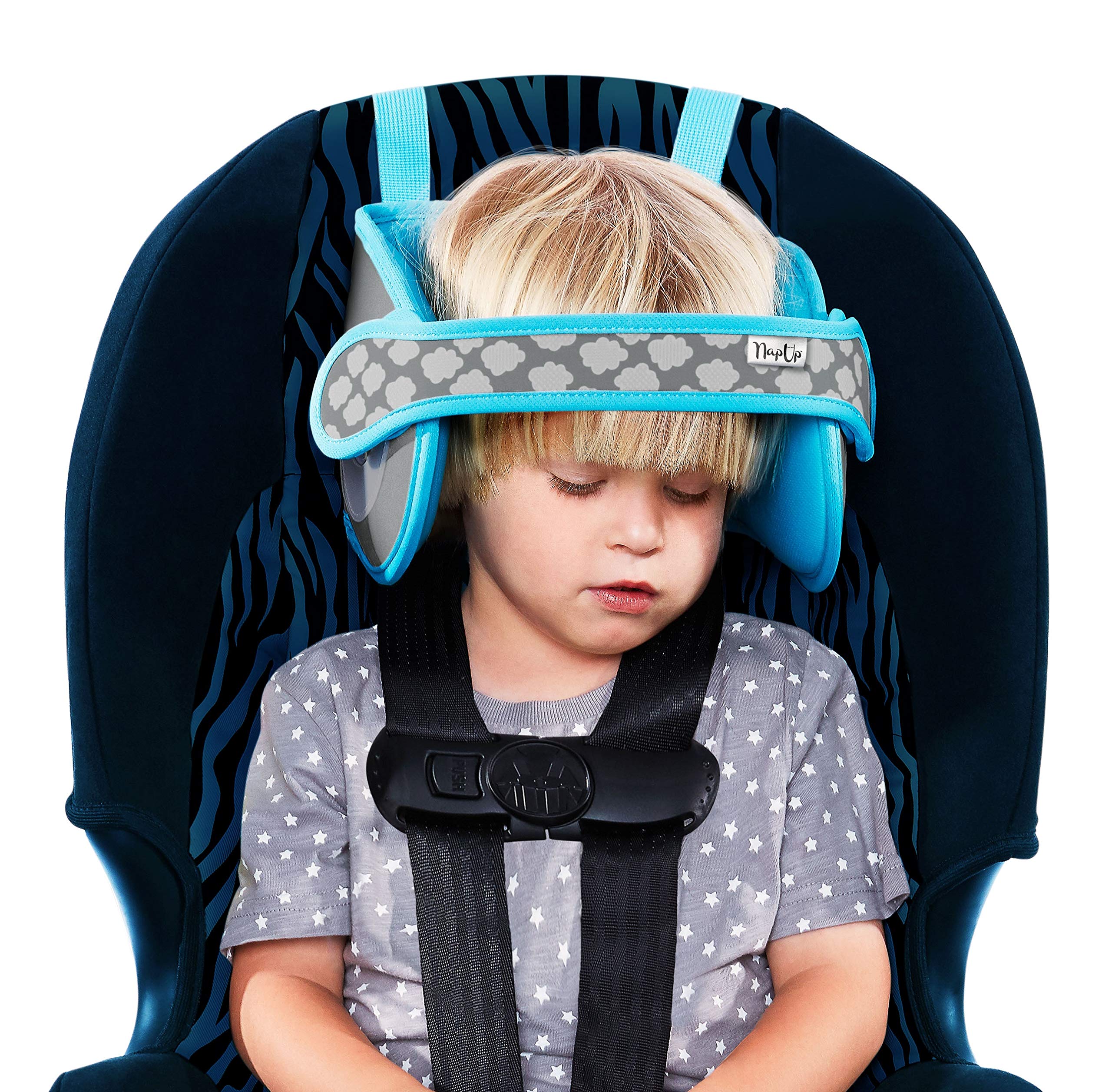 NAPUP Kids Head Holder for Car Seat – Adjustable Polyester Carseat Head Support for Toddler (Light Blue)