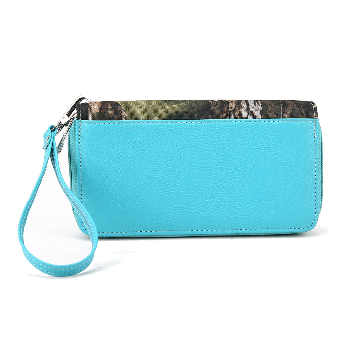Camouflage Cross Western Style Studded Handbag Concealed Carry Purse Country Women Shoulder Bag Wallet (Turquoise Set)