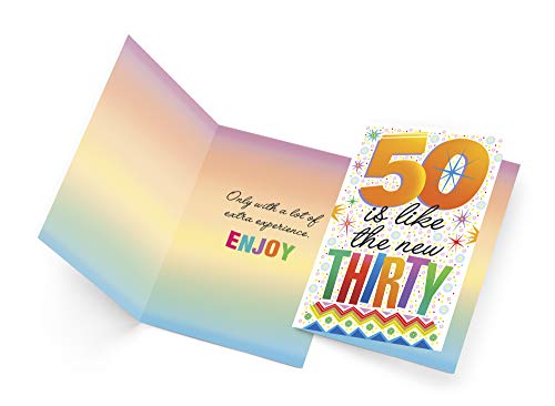 Happy 50th Birthday Card | Made in America | Eco-Friendly | Thick Card Stock with Premium Envelope 5in x 7.75in | Packaged in Protective Mailer | Prime Greetings
