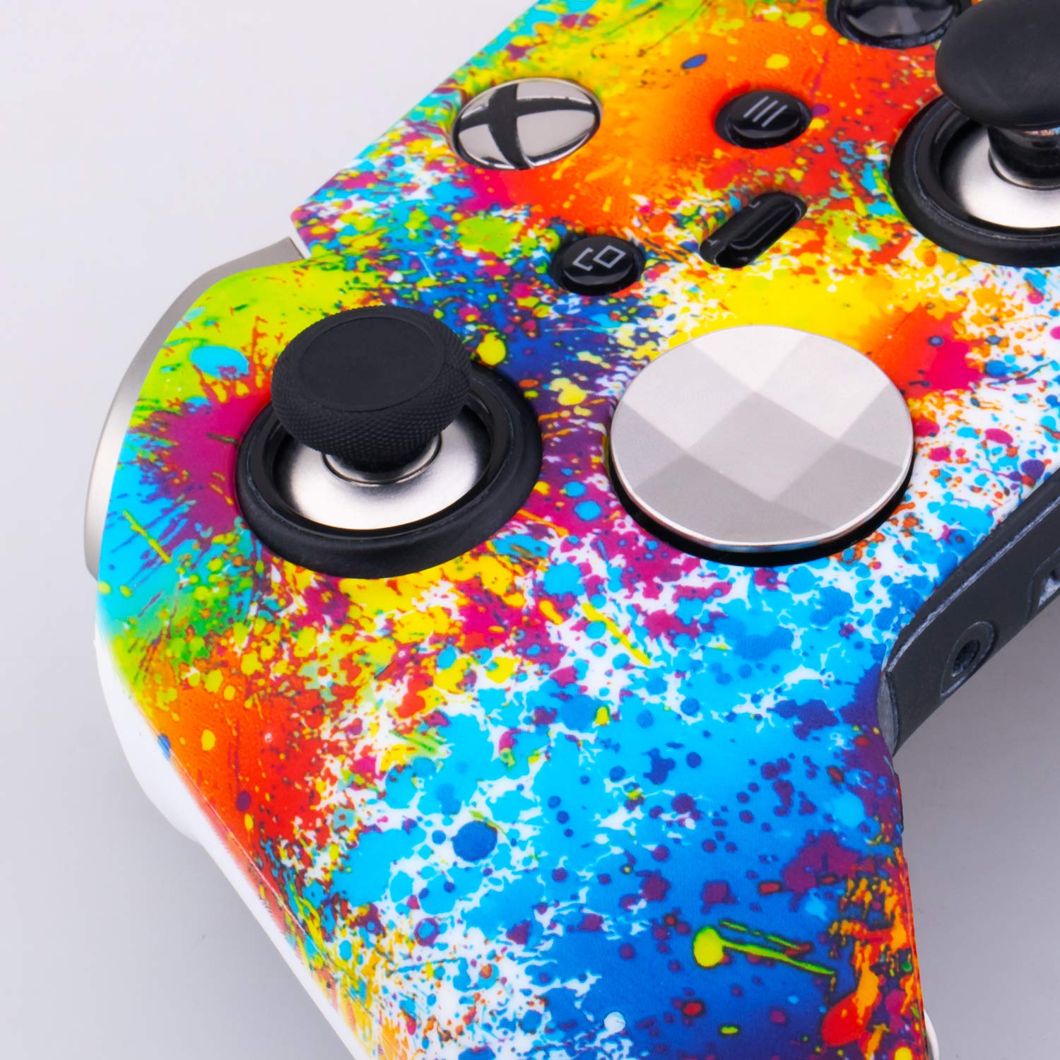 9CDeer 1 x Protective Customize Transfer Print Silicone Cover Skin Colour Paint + 6 Thumb Grips Analog Caps for Xbox Elite Wireless Controller Compatible with Official Stereo Headset Adapter