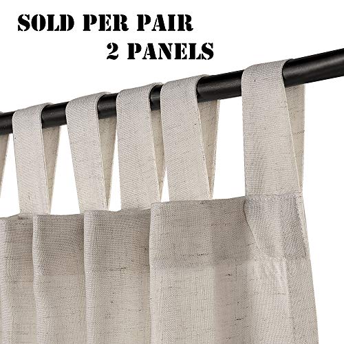 H.VERSAILTEX Elegant Natural Linen Blended Energy Efficient Light Filtering Curtains / Tab Top Curtains Window Treatments Panels / Drapes for Livingroom (Set of 2, 52in x 96in,Angora)