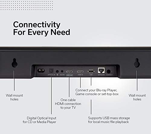 Denon Home Sound Bar 550 - Compact 3D Surround Sound, Dolby Atmos & DTS:X, Built-in HEOS, Amazon Alexa, Seamless Integration with Denon Home 150, 250, 350 Wireless Speakers for Multi-Room Audio, Black