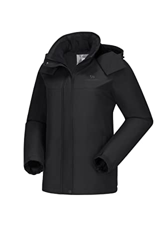 CAMEL CROWN Ski Jackets for Women Winter Snow Coats Warm Mountain Waterproof Female Jacket Hooded Windbreaker Black S