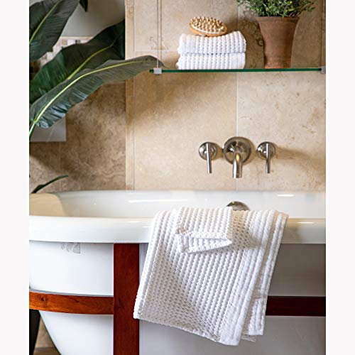 GILDEN TREE Waffle Towel Quick Dry Thin Exfoliating Washcloths for Face Body, Modern Style (White)