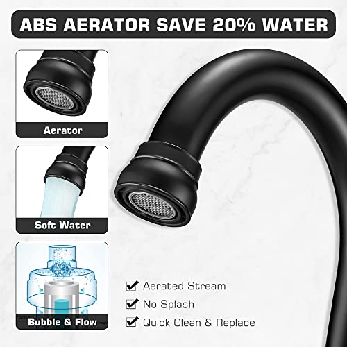 Bathroom Faucets, Faucet for Bathroom Sink 4 Inch 2 Handle Centerset, Bathroom Sink Faucet 3 Hole, Lead-Free, Matte Black Faucets for Bath Vanity Fixtures (Not Include Hot & Cold Water Lines)