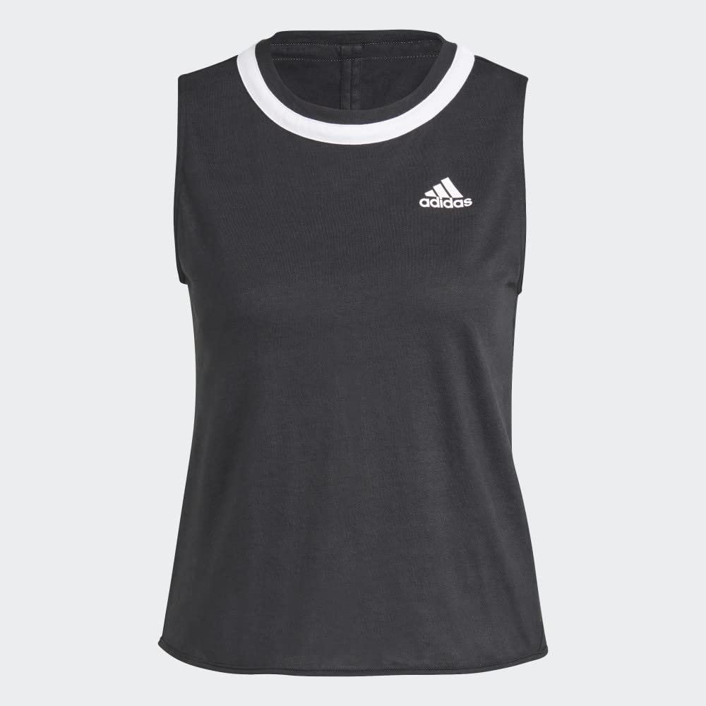 adidas womens Club Knot Tank Black/White Large