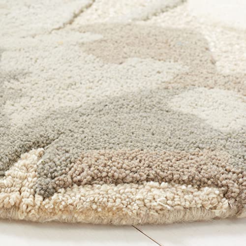 Martha Stewart Collection by SAFAVIEH 4' Round Bedford Grey MSR4717B Handmade Rose Chintz Wool Area Rug