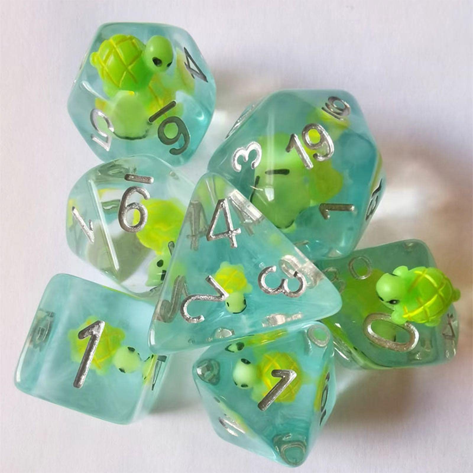 7X Cartoon Multi Sided Dices Set with Animals Turtle Pattern Family Table Game for Party Supplies Table Board Cafe Wedding Role Playing Game