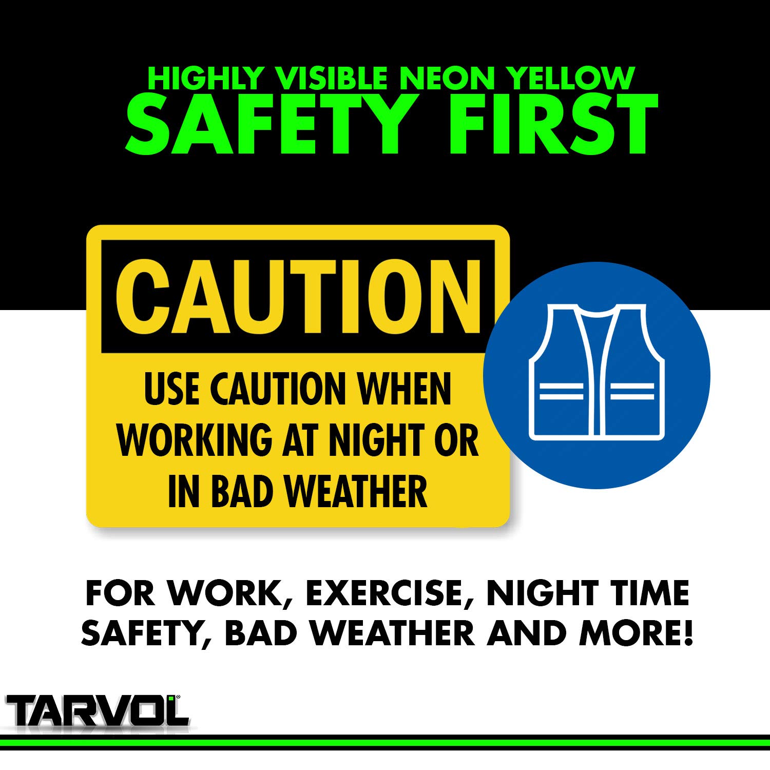 Safety Reflective Vest (ULTRA HIGH VISIBILITY BRIGHT NEON YELLOW) Perfect for Running, Jogging, Walking, Construction, Cycling, Motorcylcle Riding, and More!